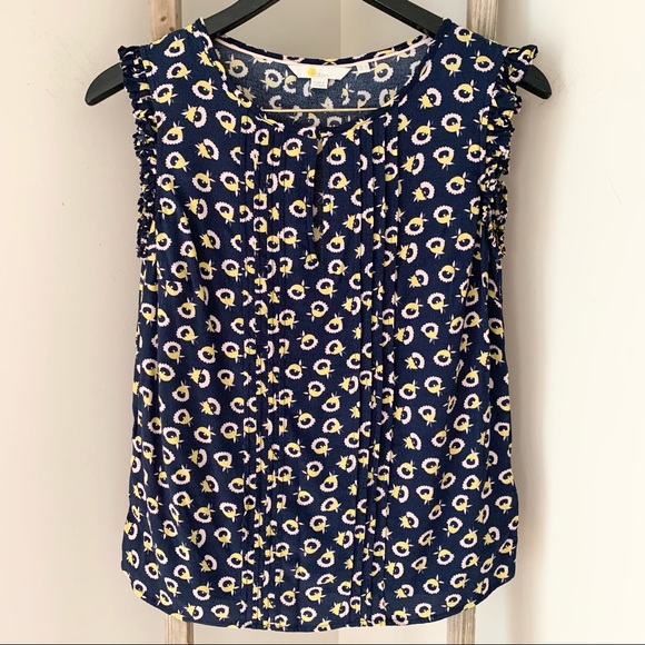 Boden | Tops | Boden Navy Print Tank Wruffle Tank Edges Size 2 | Poshmark